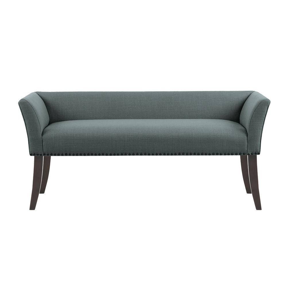 Madison Park Antonio Slate Blue Flared Arms Accent Bench 23 in. H x 49. ...