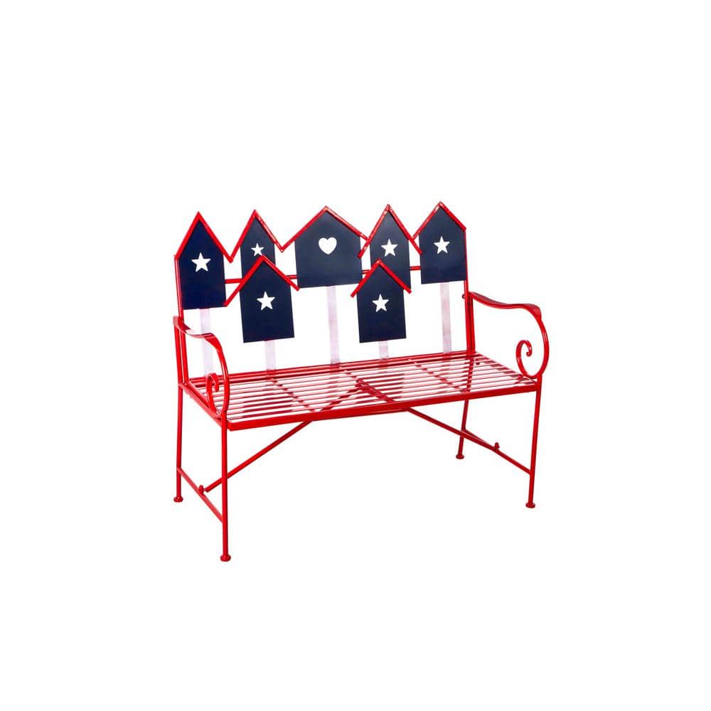 Evergreen Americana Bird House 45 in. Metal Outdoor Garden Bench 8MB165 ...