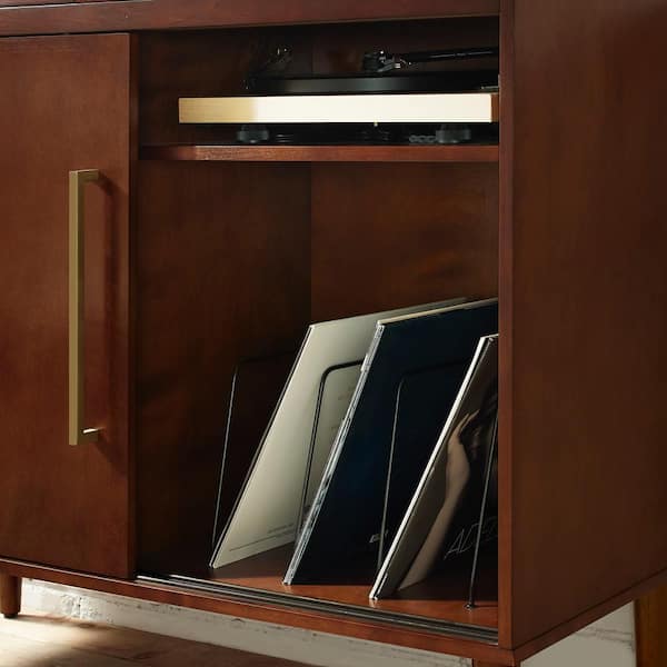 Crosley mid century style media console sideboard records turntable cabinet mahogany store