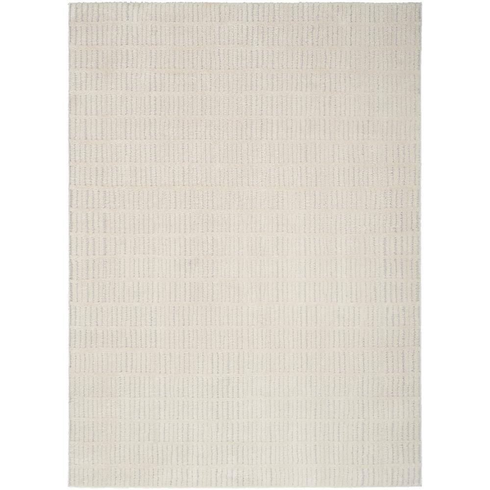 Nourison Modern Comfort Ivory Grey 5 ft. x 7 ft. Linear Contemporary ...