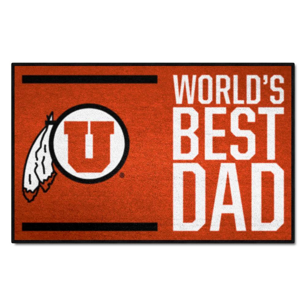 FANMATS Utah World's Best Dad Red 1.5 ft. x 2.5 ft. Starter Area Rug ...