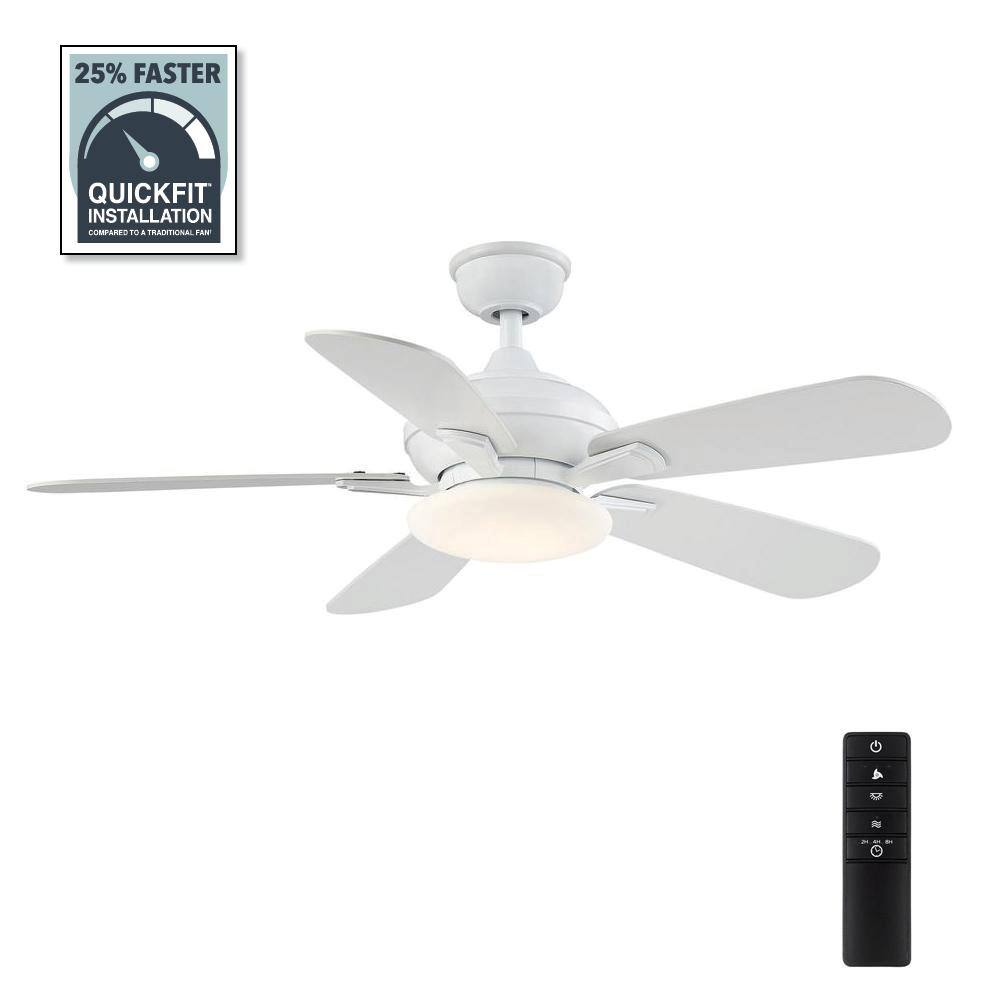 Home Decorators Collection Benson 44 in. LED White Ceiling Fan with ...