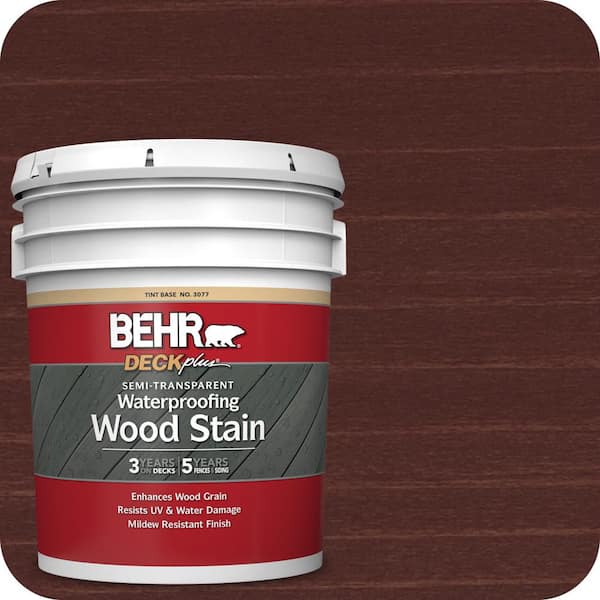 BEHR DECKplus 5 gal. #ST-112 Barn Red Semi-Transparent Waterproofing ...