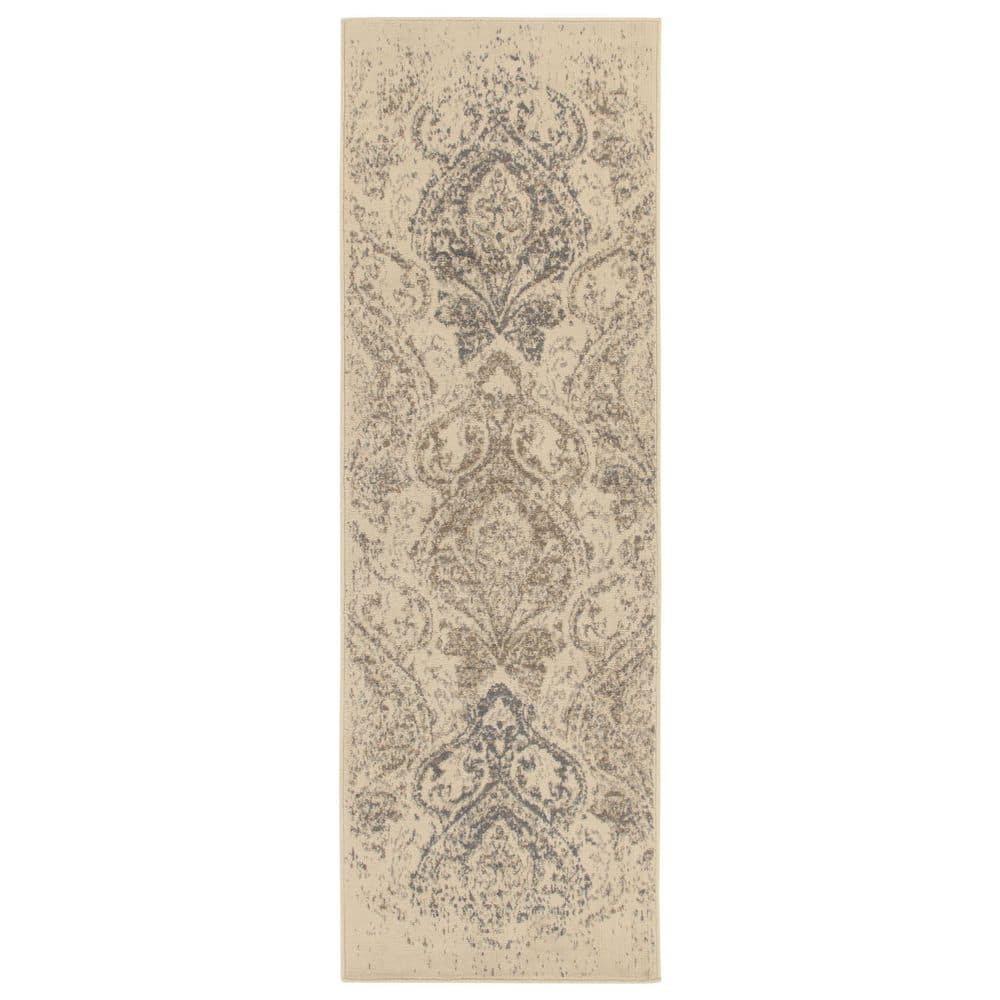 SUPERIOR Otomar Beige 2 ft. 7 in. x 8 ft. Traditional Damask ...