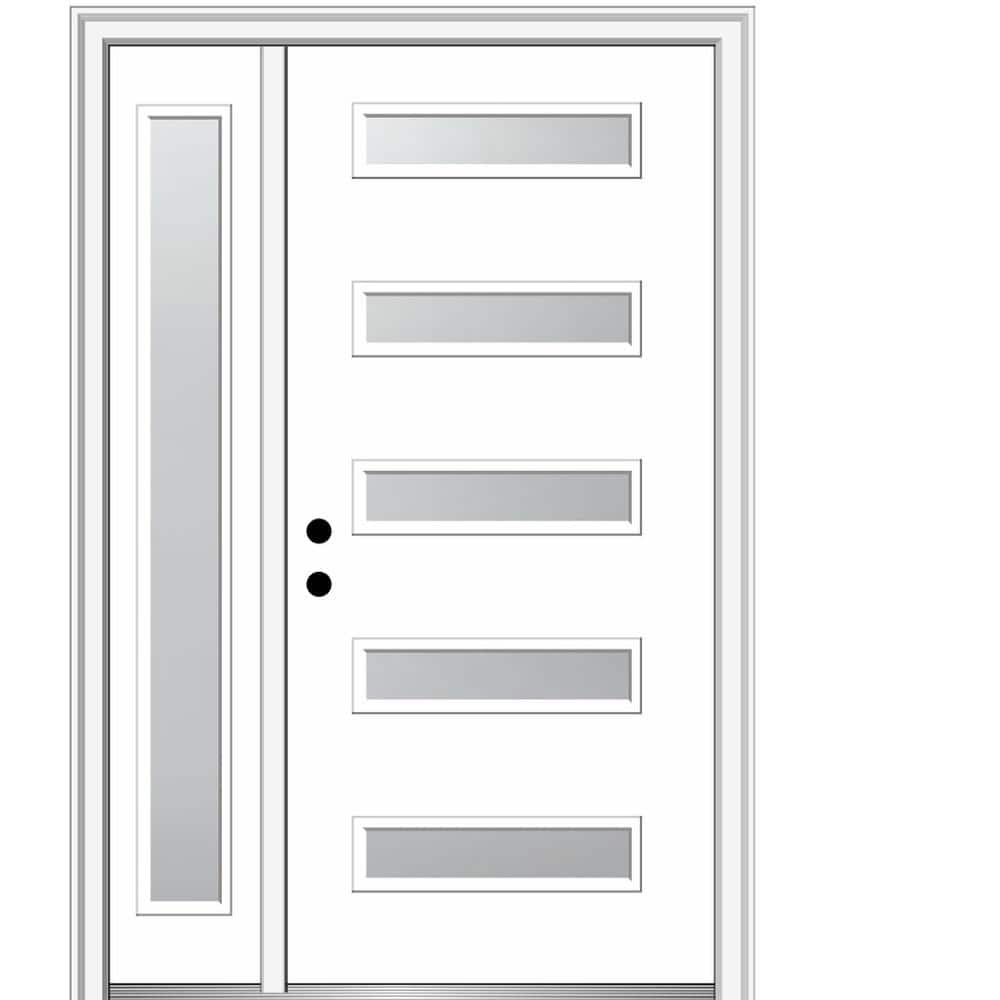 MMI DOOR Davina 48 in. x 80 in. Right-Hand Inswing 5-Lite Frosted Glass ...