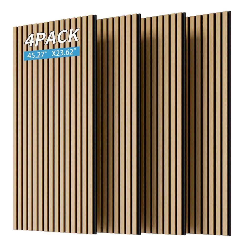 4-Piece Wood Slat Acoustic Panels for Wall and Ceiling, Soundproof ...