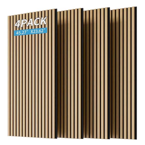 4-Piece Wood Slat Acoustic Panels for Wall and Ceiling, Soundproof ...
