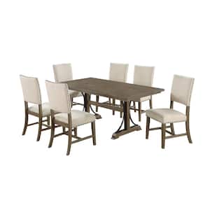 Best Quality Furniture Anderson 7-Piece Rectangular Wood Dining Table ...