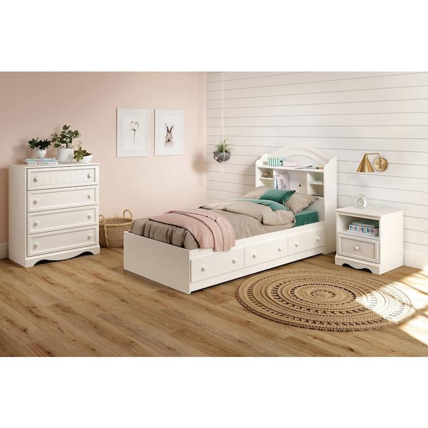 South Shore Savannah Bed with 3 Drawers Pure White Twin