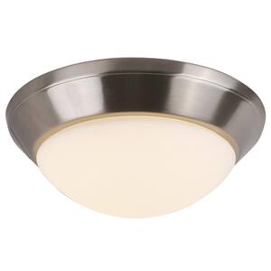 1-Light Integrated LED Flush Mount Ceiling Light in Brushed Nickel ...