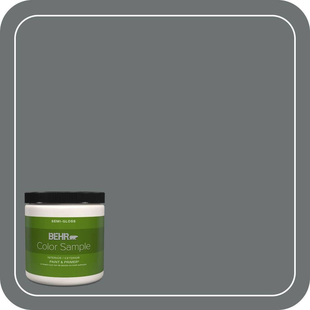 BEHR PREMIUM PLUS 8 oz. #MQ5-28 Dawn Gray Semi-Gloss Interior/Exterior ...