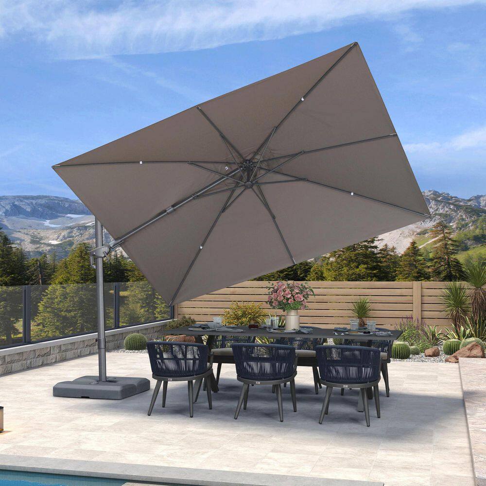 PURPLE LEAF 11 ft. x 8 ft. Outdoor Patio Umbrella Cantilever Swivel ...