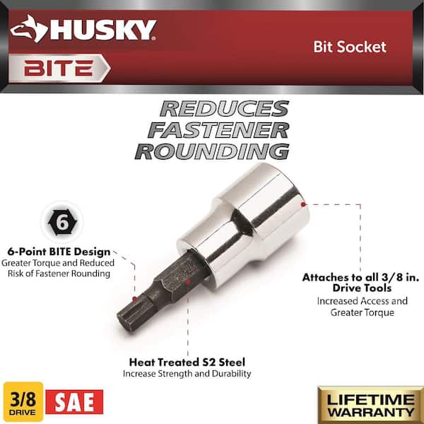 Husky BITE 3/8 in. Drive SAE Bit Socket Set (7-Piece) HB3DBS7S - The ...