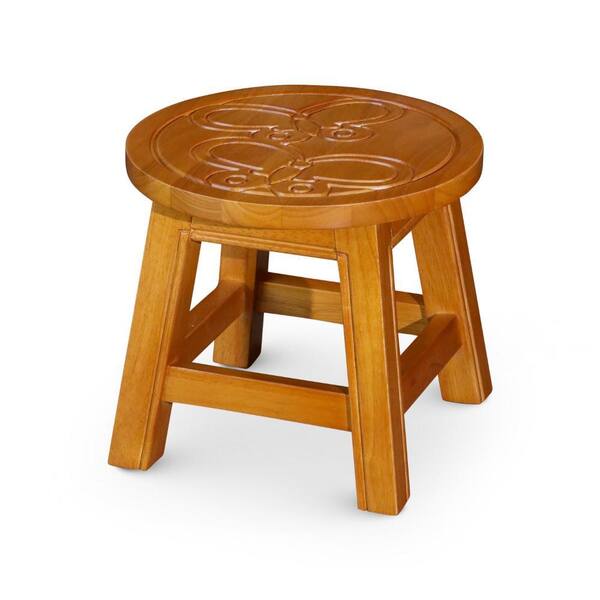 Benjara 10 in. Brown Low Back Wooden Step Stool BM314452 The Home Depot
