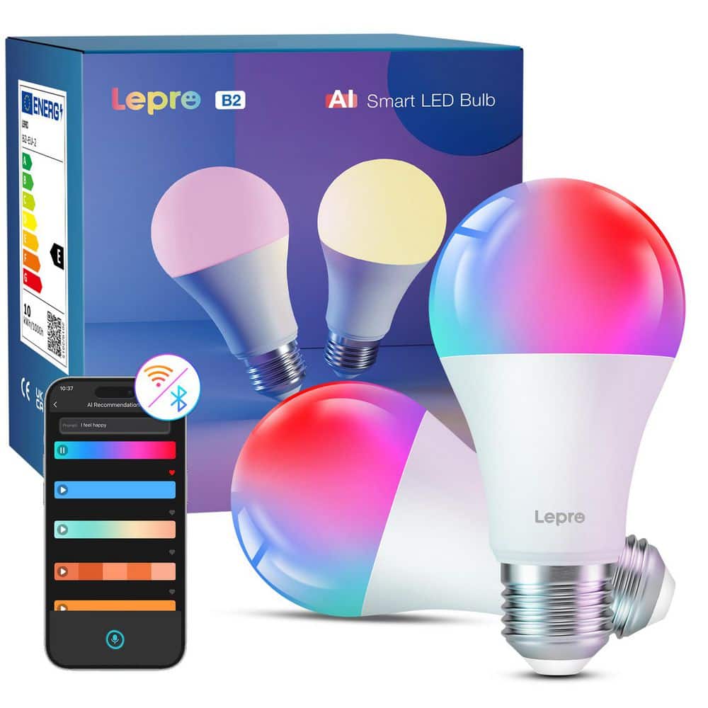 Lepro 75-Watt Equivalent A19 Color Changing A-Style Smart LED Light ...