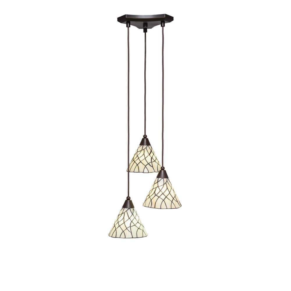 Condor 3 Light Dark Granite, Cluster Pendant Light with 7 in. Gold Ice ...