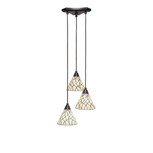 Condor 3 Light Dark Granite, Cluster Pendant Light with 7 in. Gold Ice ...
