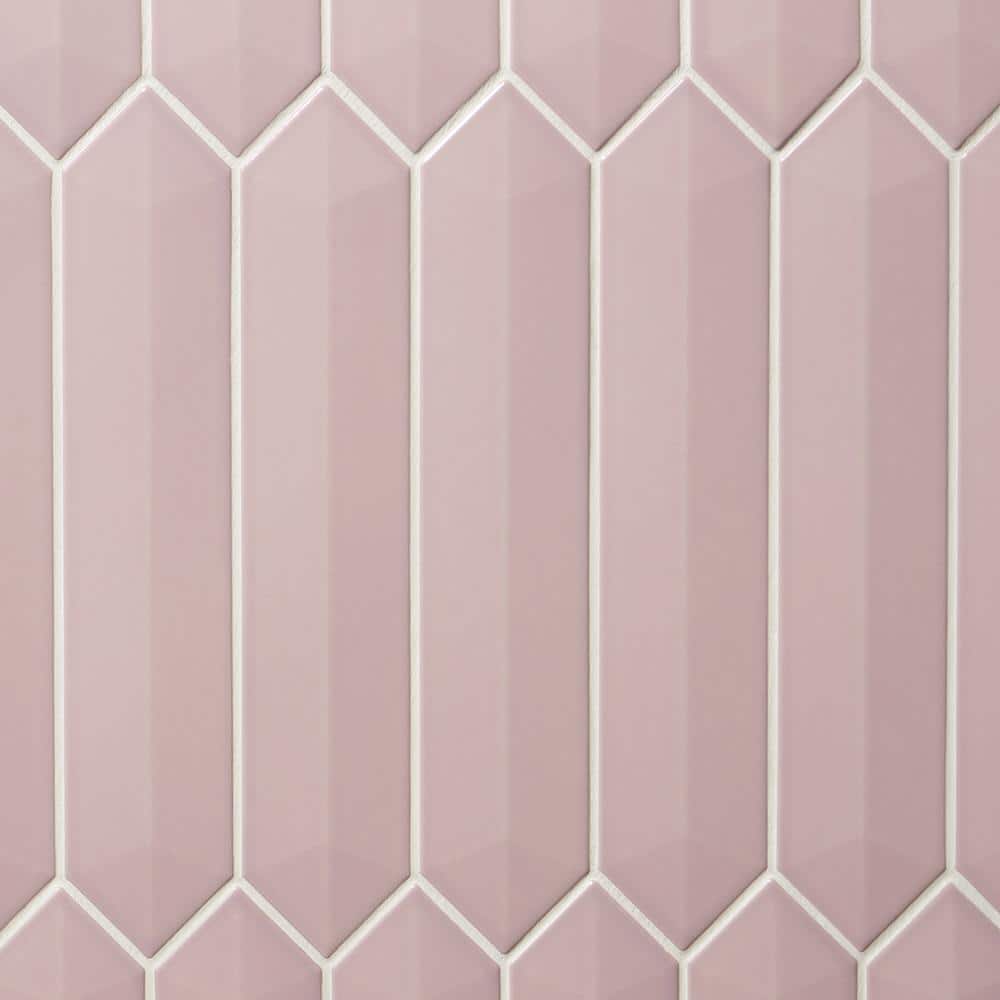 Teamson Kids Axis Pink 3D 2.6 in. x 13 in. Polished Picket Ceramic Wall ...