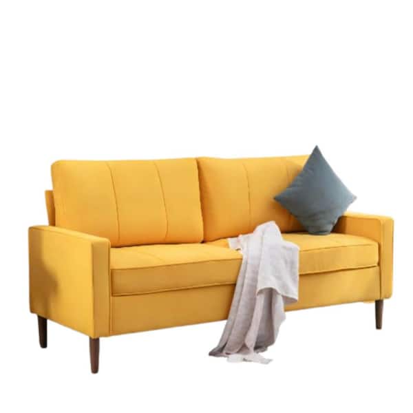Bestier 68.5 in. Track Square Arm Linen Modern Square Love-seat Solid ...