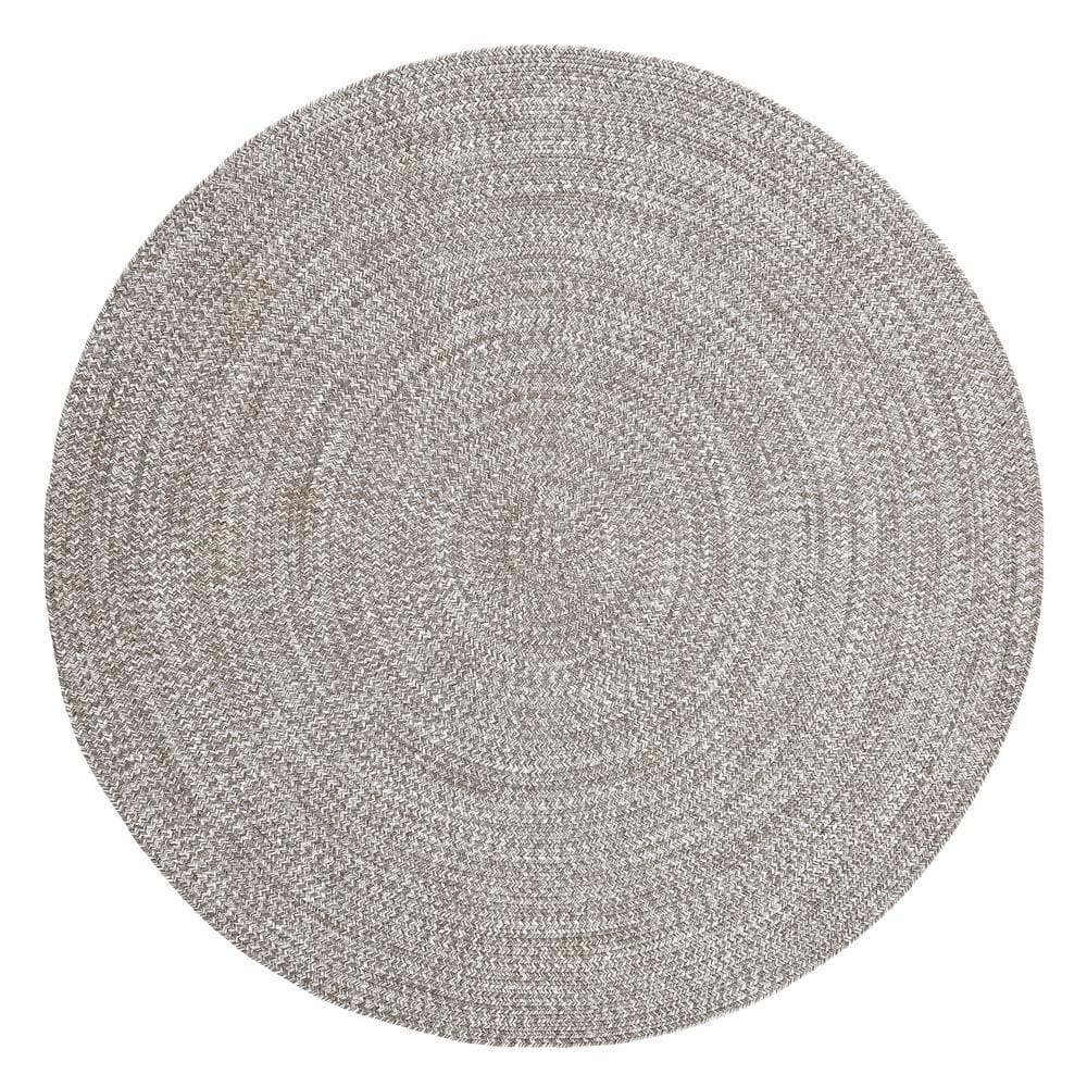 SUPERIOR Braided Slate-White 4 ft. Round Reversible Transitional ...