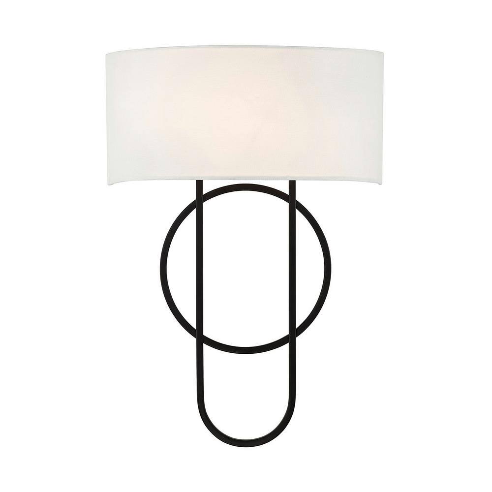 Savoy House Tempe 12 in. W x 17 in. H 2-Light Matte Black Modern Wall ...