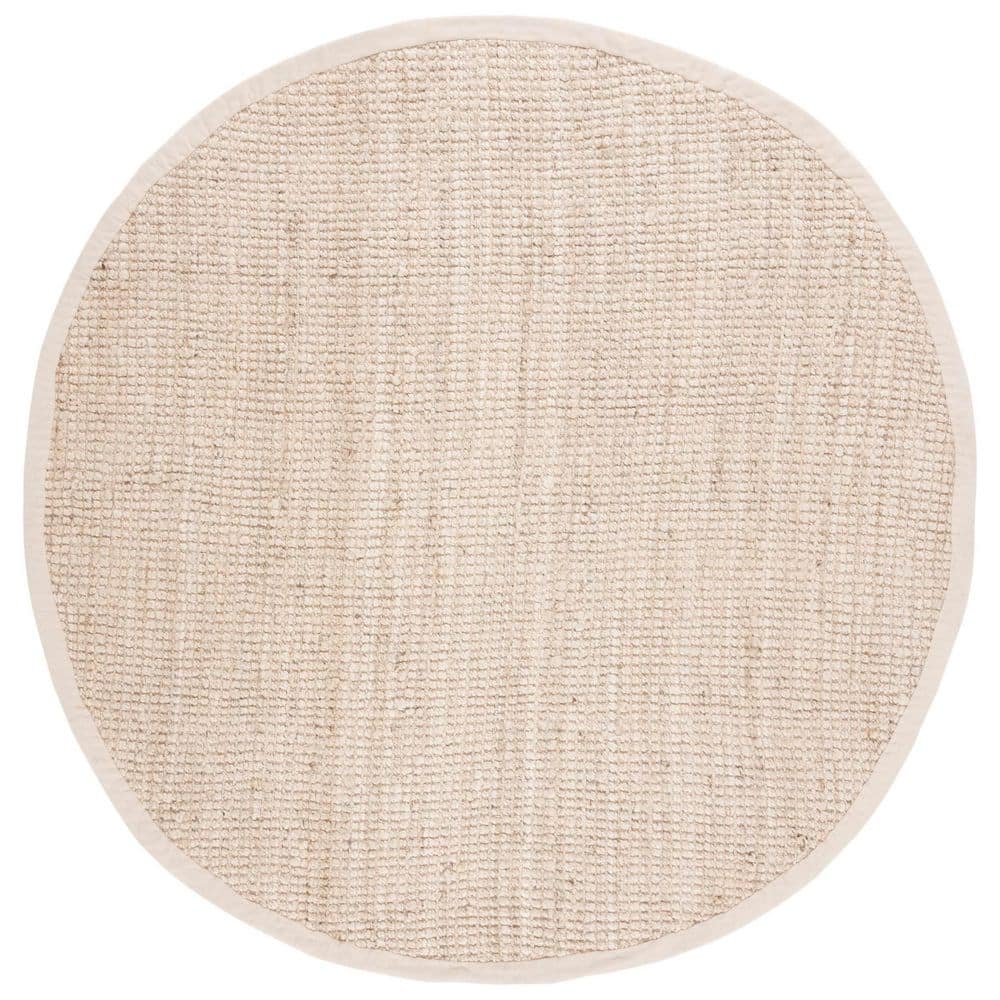 SAFAVIEH Natural Bleach/Ivory Fiber 7 ft. x 7 ft. Woven Border Round ...