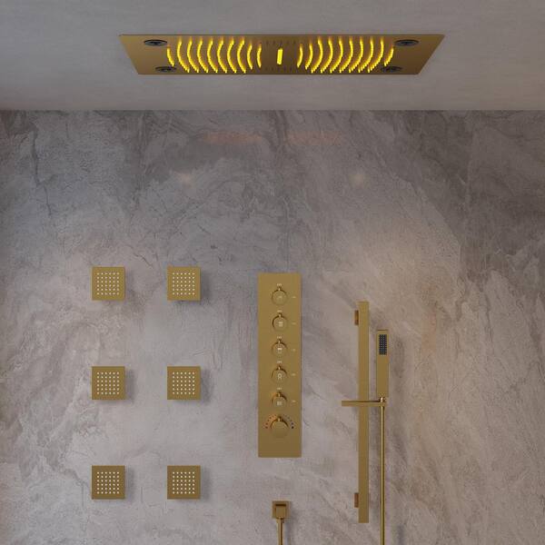 GRANDJOY Aurora 28 in. Mood Light Speaker 6-Jet Shower System with ...