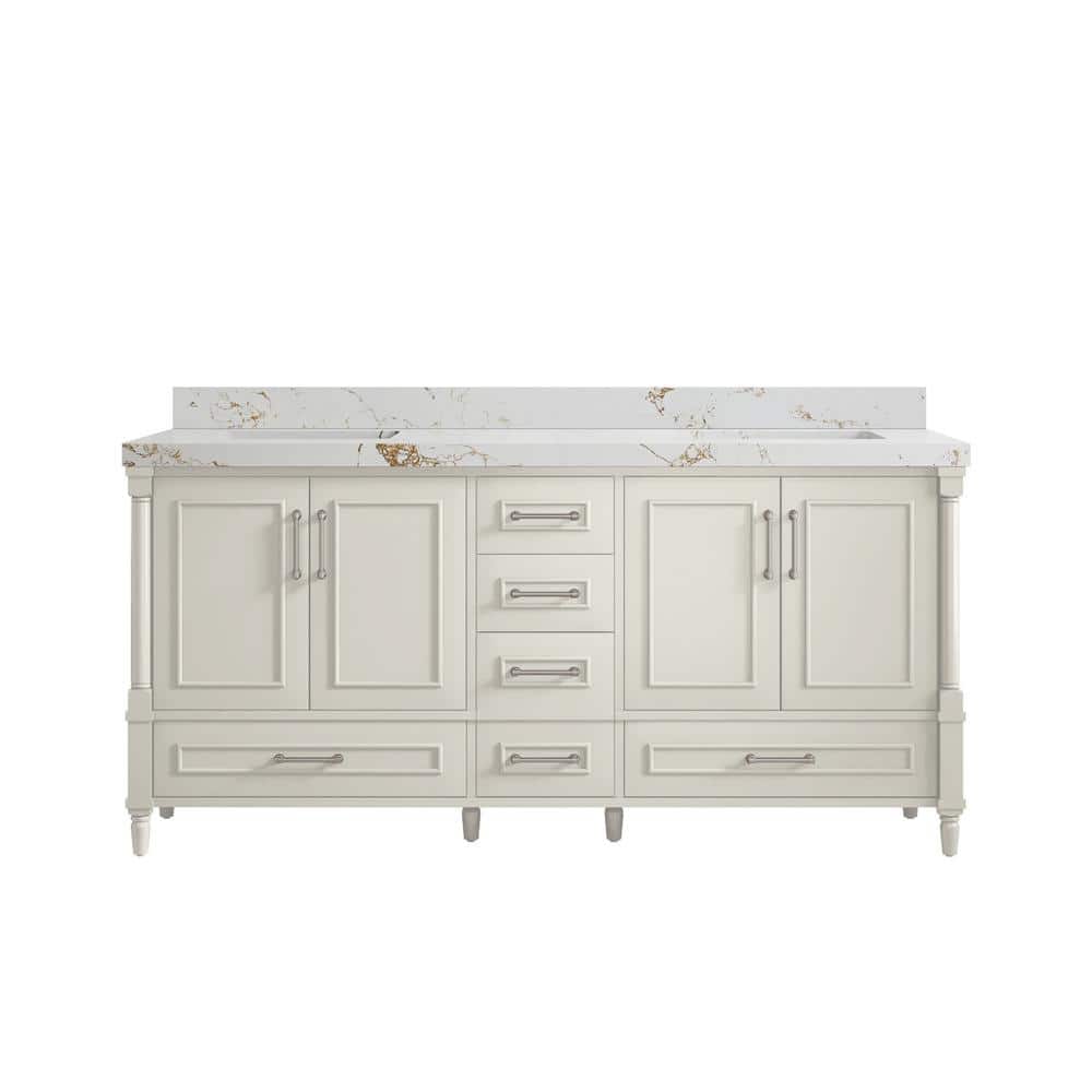 Willow Collections Hudson 72 in. Double Sink Freestanding Alabaster ...