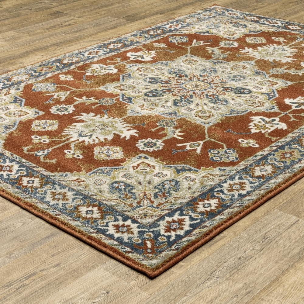 AVERLEY HOME Brixworth Rust/Beige 7 ft. x 9 ft. Oriental Medallion ...