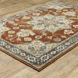 AVERLEY HOME Brixworth Rust/Beige 10 ft. x 13 ft. Oriental Medallion ...