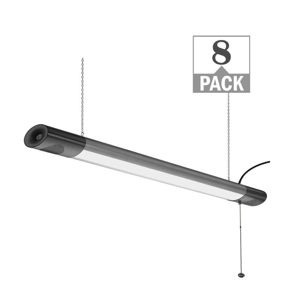 ETI LIGHTING 8-Pack 3.5 ft. 40-Watt Integrated LED Gray Shop Light with ...