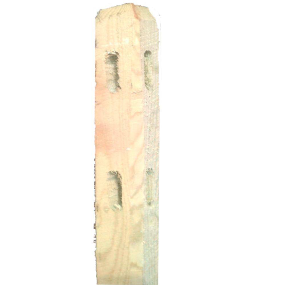 3 in. x 6 in. x 5-1/3 ft. Pressure-Treated Pine 2-Hole Fence Line Post ...