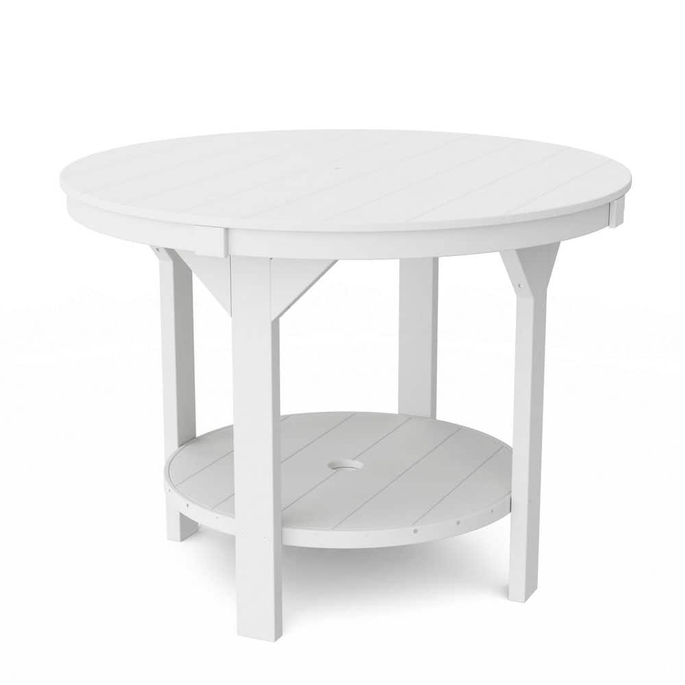 Wildridge Heritage White HDPE Plastic Outdoor 48 in. Pub Counter Height ...