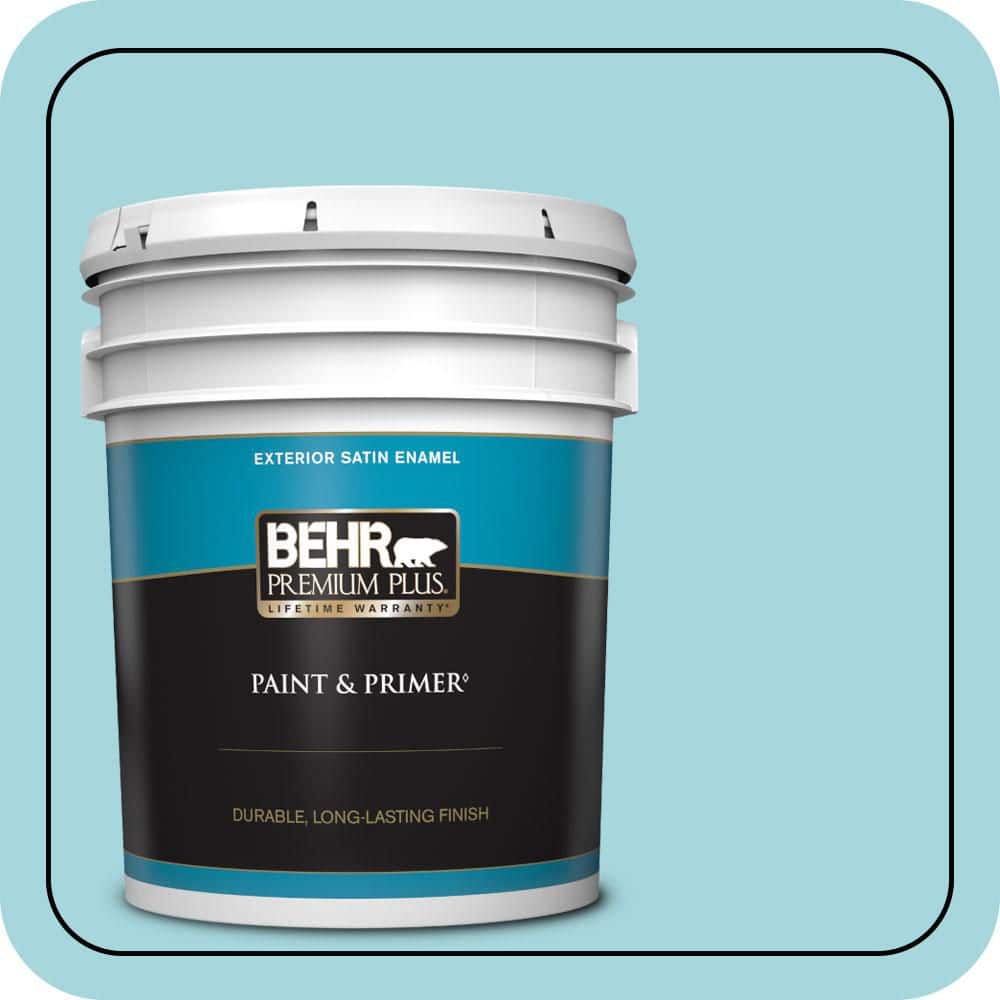 BEHR PREMIUM PLUS 5 gal. #520C-3 Rapture Blue Satin Enamel Exterior ...
