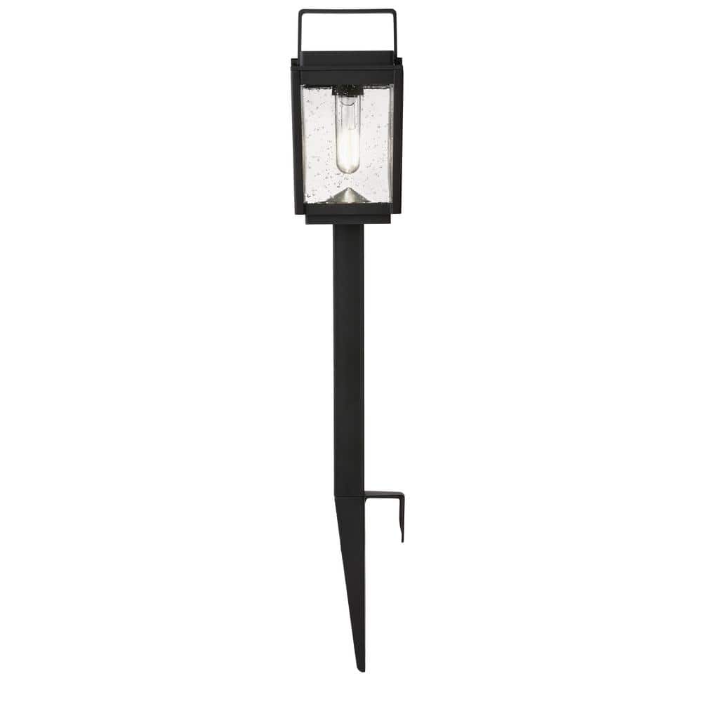Hampton Bay Leeds Black Solar LED Weather Resistant Path Light with ...