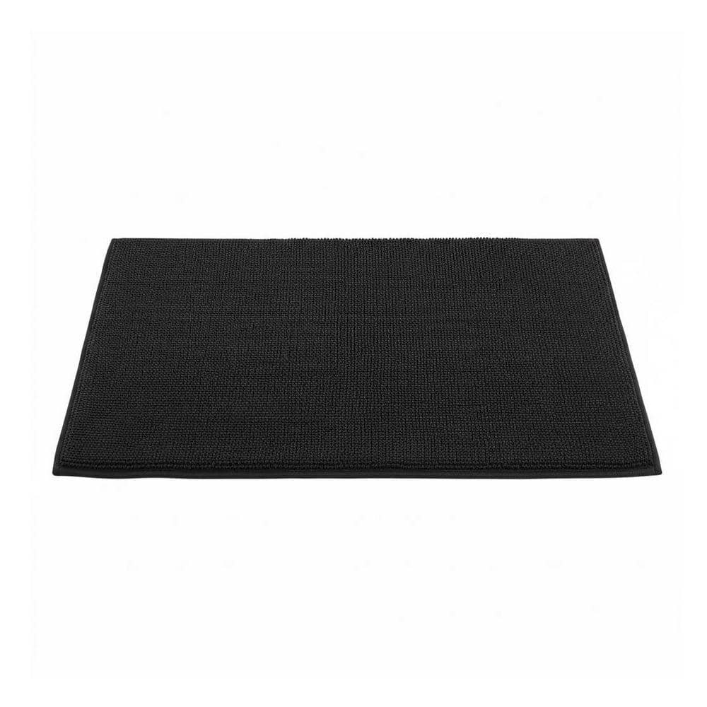 20 in. x 30 in. Black Extra Soft Absorbent Memory Foam Rectangle Bath ...