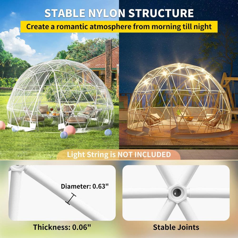 Buy Garden Dome 12 ft. x 12 ft. x 7.2 ft. PVC Antifreeze Film Geodesic Dome with Door and ...