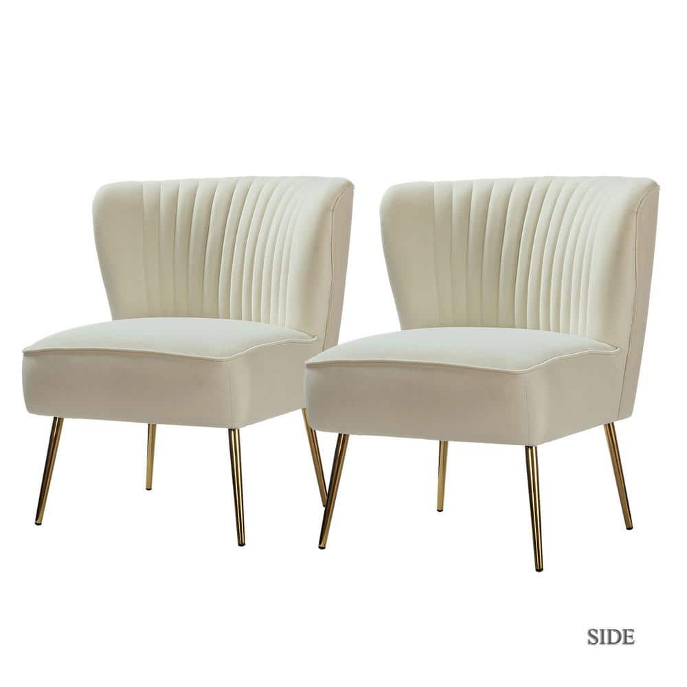 JAYDEN CREATION Monica Modern Ivory Velvet Comfy Living Room Side Chair ...