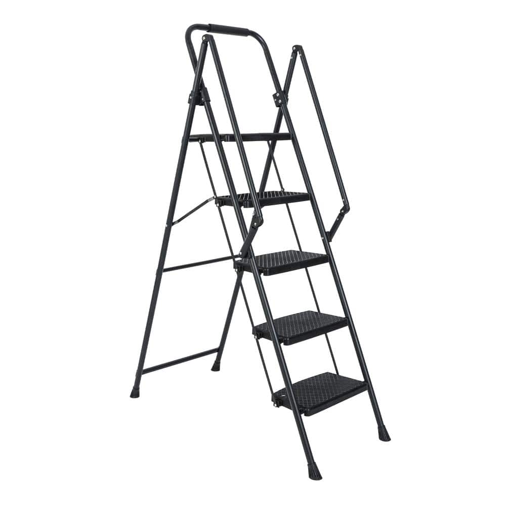 Kahomvis 5-Step Steel Lightweight Step Stool (12 ft. Reach Height), 500 ...