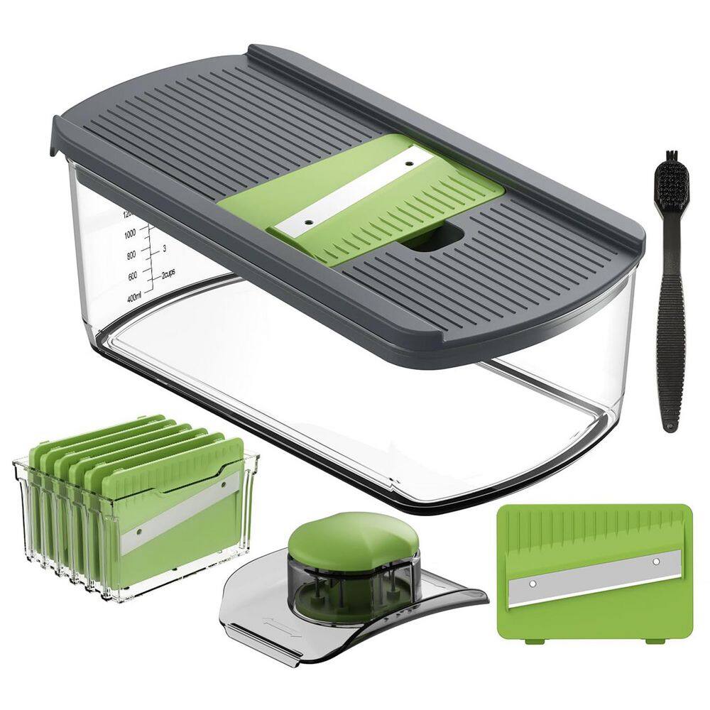 Stainless Steel Mandolin Slicer w 6 Blades Vegetable Shredder Waffle ...