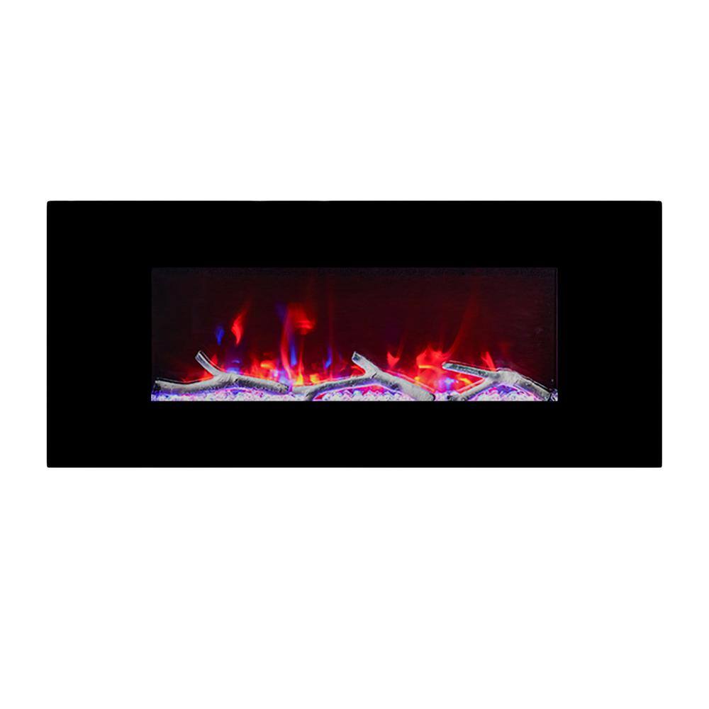Clihome 50 in. 1500W Wall-Mount Fireplace in Black with Multicolor ...