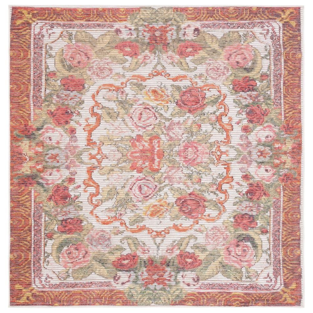 SAFAVIEH Besarabian Ivory/Sage Rust 7 ft. x 7 ft. Machine Washable ...