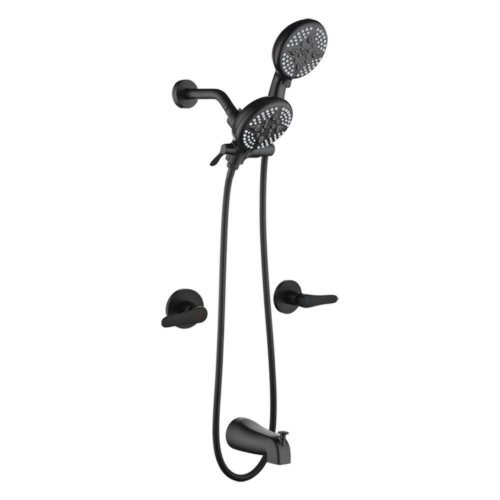 Fapully Double Handle 5-Spray Tub and Shower Faucet 2.5 GPM, Dual Head ...