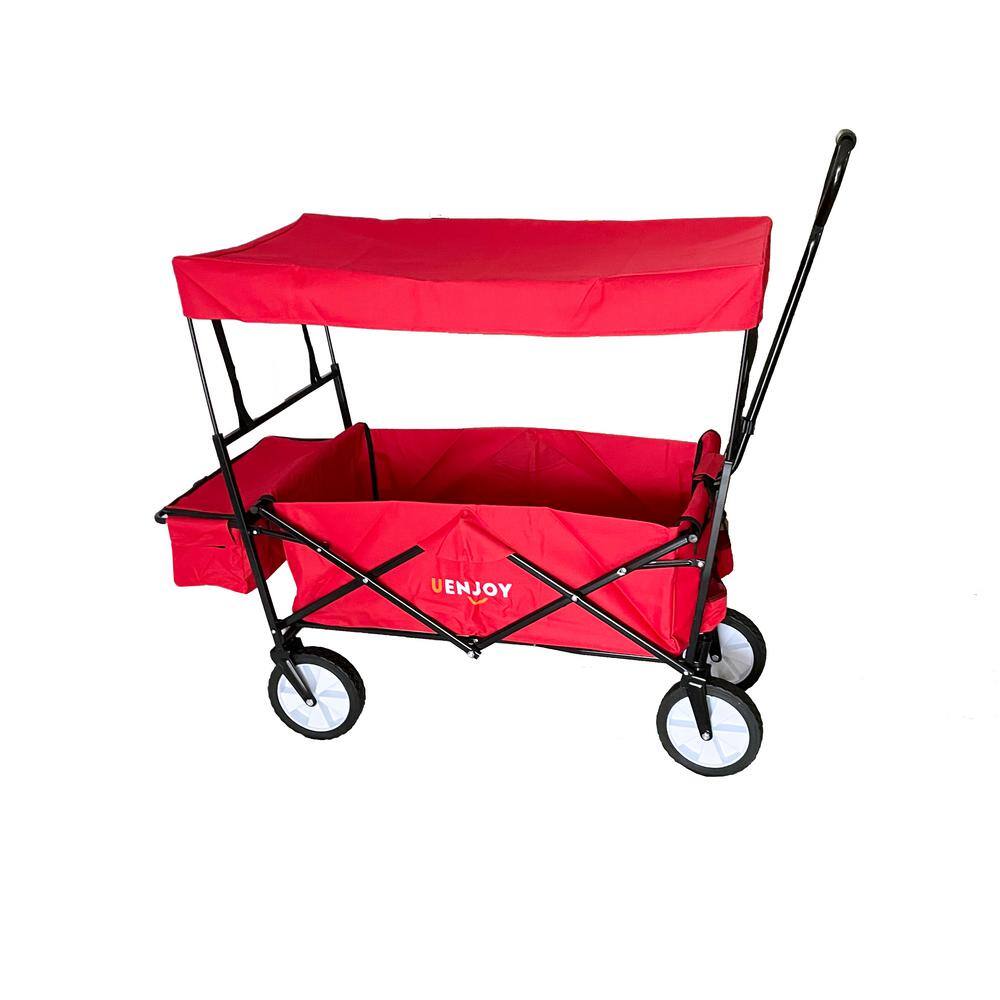 2.95 cu. ft. Steel and Fabric Red Garden Cart with Ceiling WYB221GDC1 ...