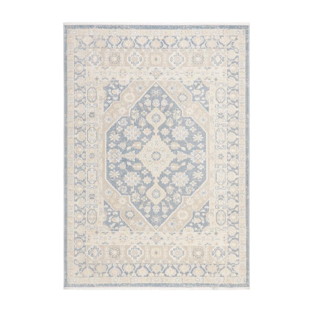 TOWN & COUNTRY LIVING Everyday Rein Center Medallion Blue Beige 8 ft. x ...