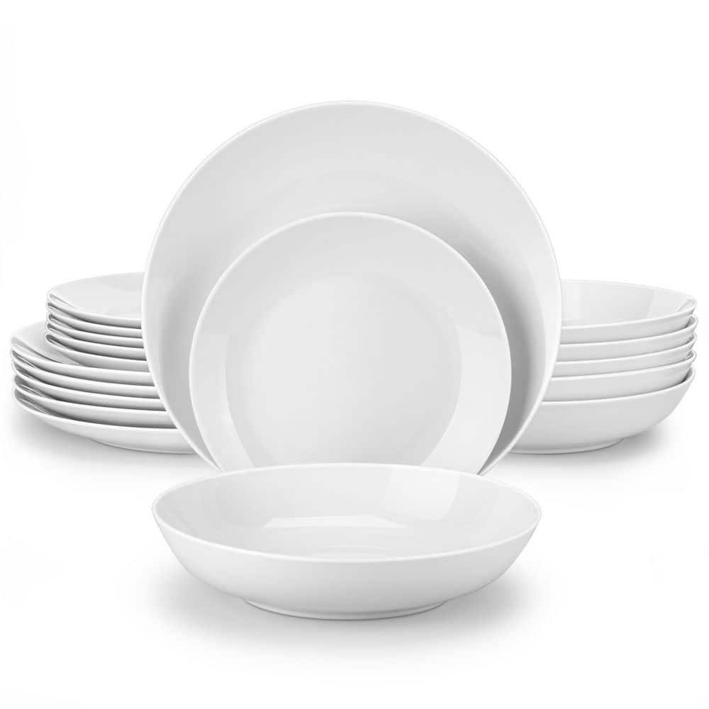 vancasso 18-Piece White Gourmet Porcelain Dinnerware Set Service for 6 ...