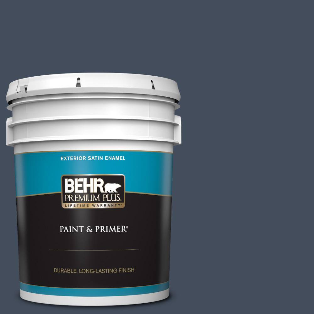 BEHR PREMIUM PLUS 5 gal. #S520-7 Night Flight Satin Enamel Exterior ...
