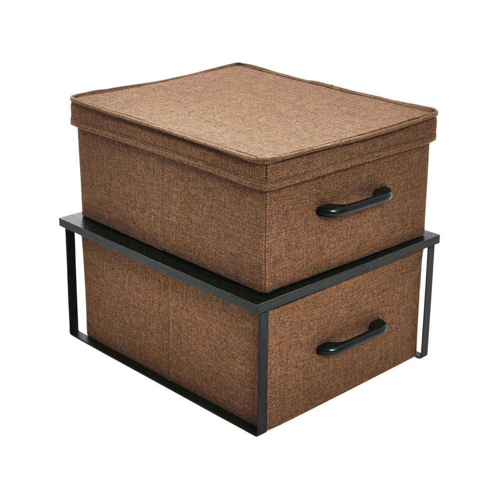 HOUSEHOLD ESSENTIALS 13 in. H x 14 in. W x 16 in. D Black Stacking Cube ...