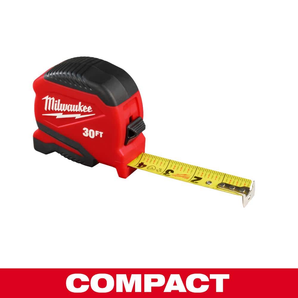 Milwaukee 30 ft. Compact Tape Measure with Fractional Scale 48-22-1730 ...
