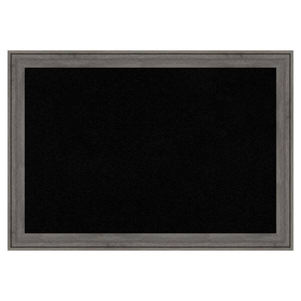 Amanti Art Regis Barnwood Grey Narrow Wood Framed Black Corkboard 27 in ...